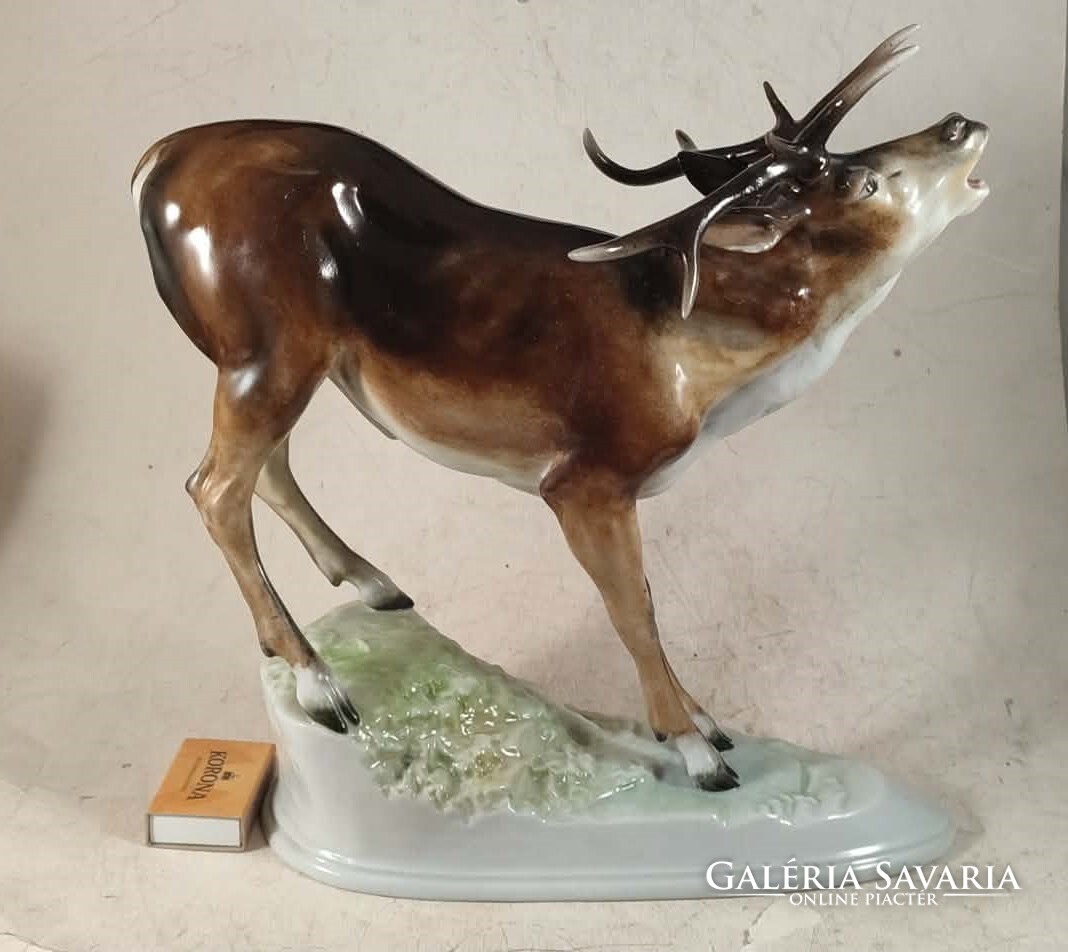 Herendi ritka nagyméretű szarvasbika 917 - Porcelán | Galéria Savaria ...
