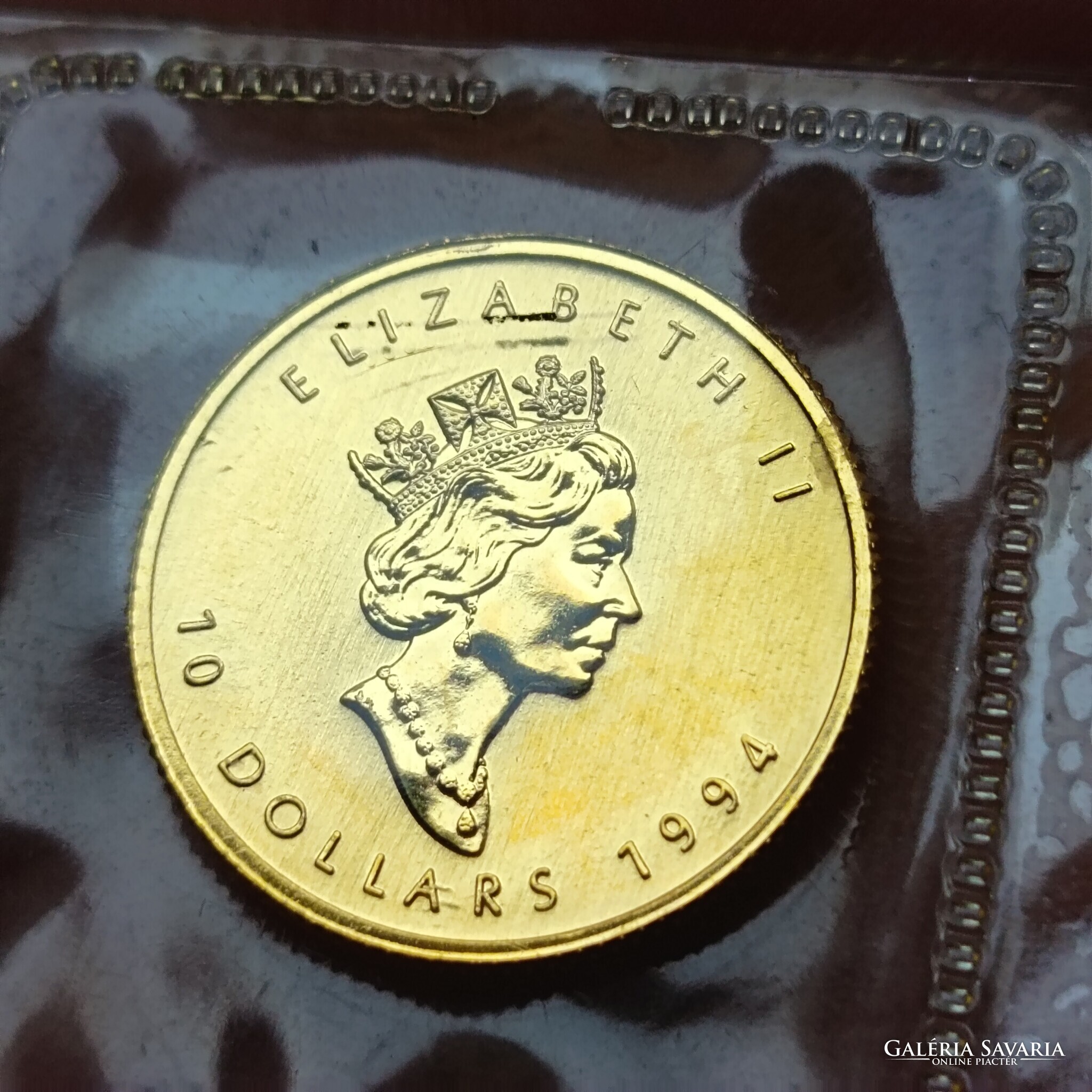 1/4 uncia Kanadai Juharlevél (Maple Leaf) 10 dolláros aranyérme, 0,9999 ...