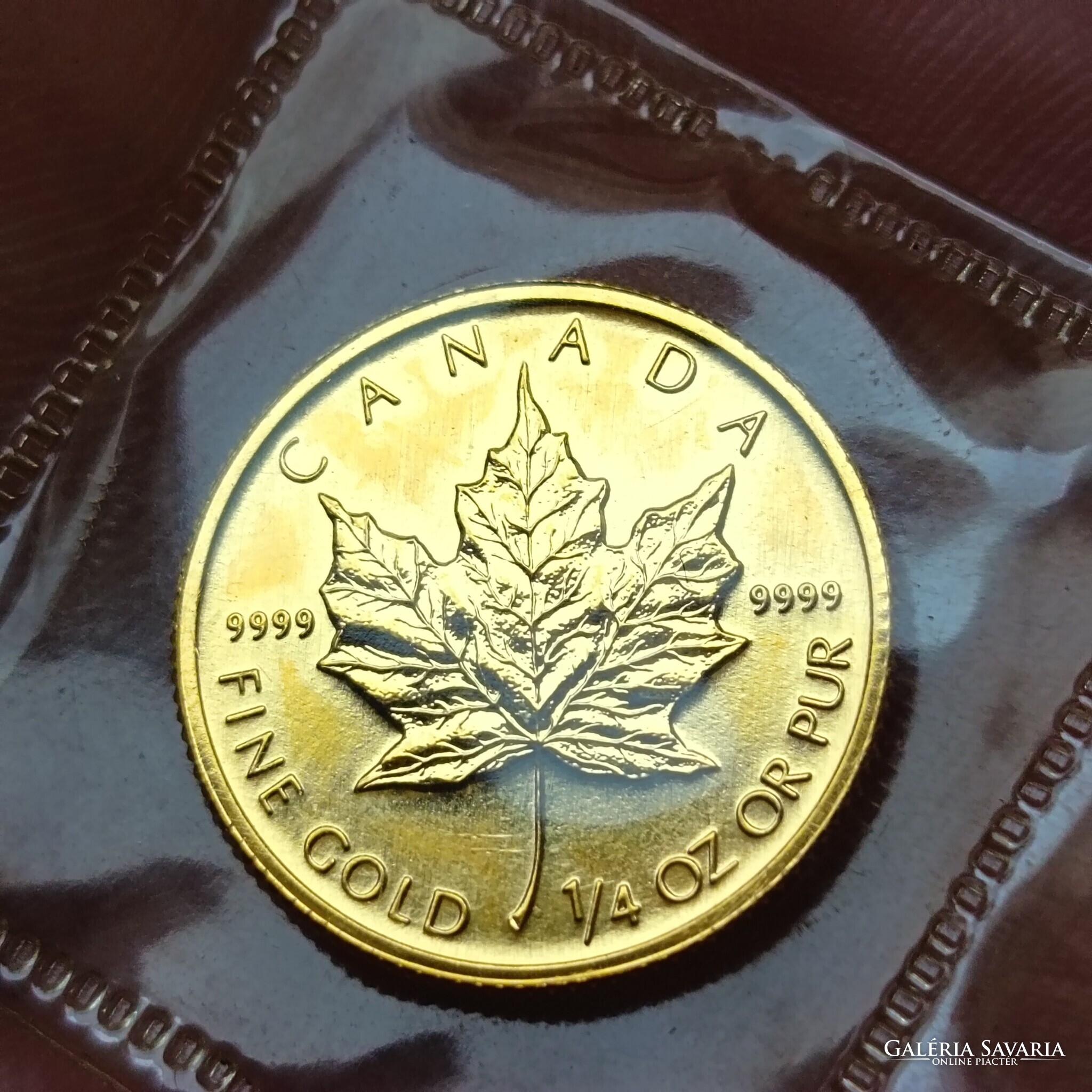 1/4 uncia Kanadai Juharlevél (Maple Leaf) 10 dolláros aranyérme, 0,9999 ...