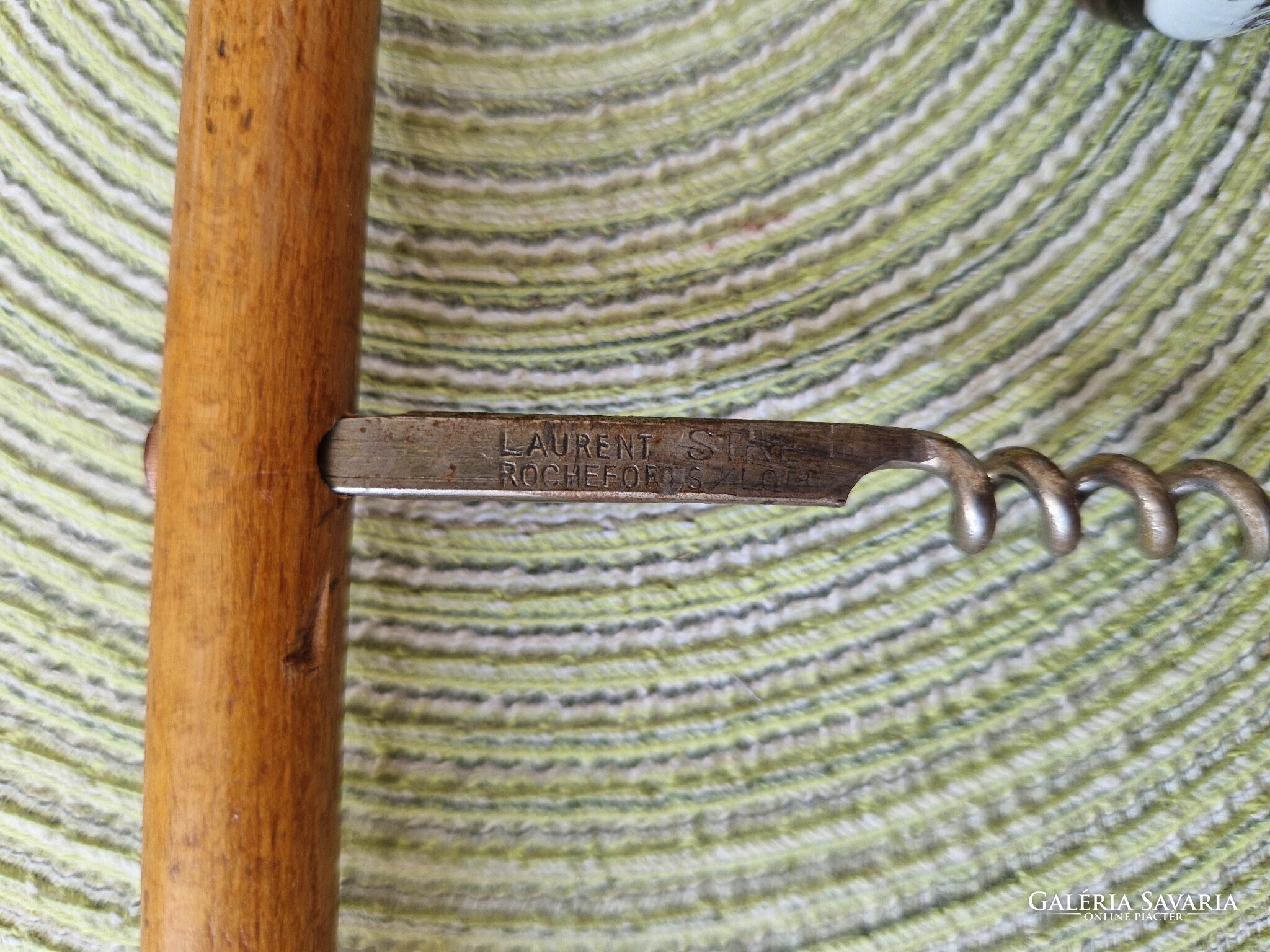 Kerámia végű, vintage, francia dugóhúzó és dugó, a nyelén a felirat ...