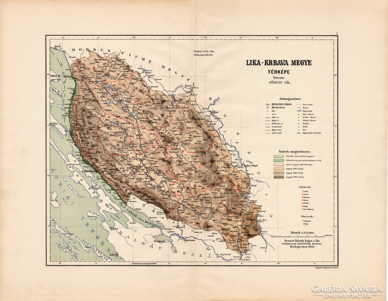 Tolna megye térkép 1886 (5), vármegye, atlasz, Kogutowicz Manó, 44 x 56 ...