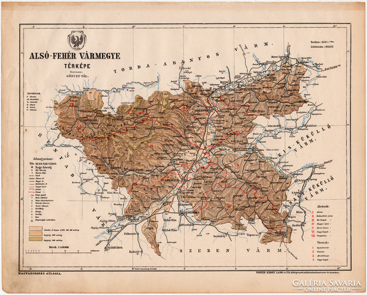 Háromszék vármegye térkép 1904, megye, Nagy - Magyarország, eredeti ...
