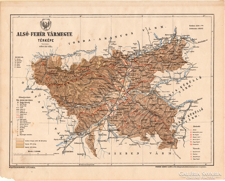 A Hold térképe 1885, Magyar Lexikon, Rautmann Frigyes, csillagászat ...