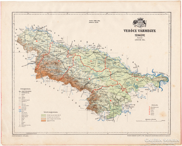 Hajdú vármegye térkép 1905, eredeti - Térkép, atlasz, földgömb ...