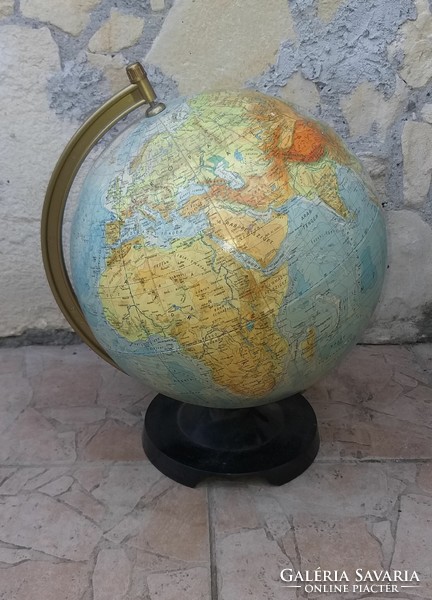 Retro 1970 - s évek pici 10 cm diaméteres álló asztali földgömb bakelit ...
