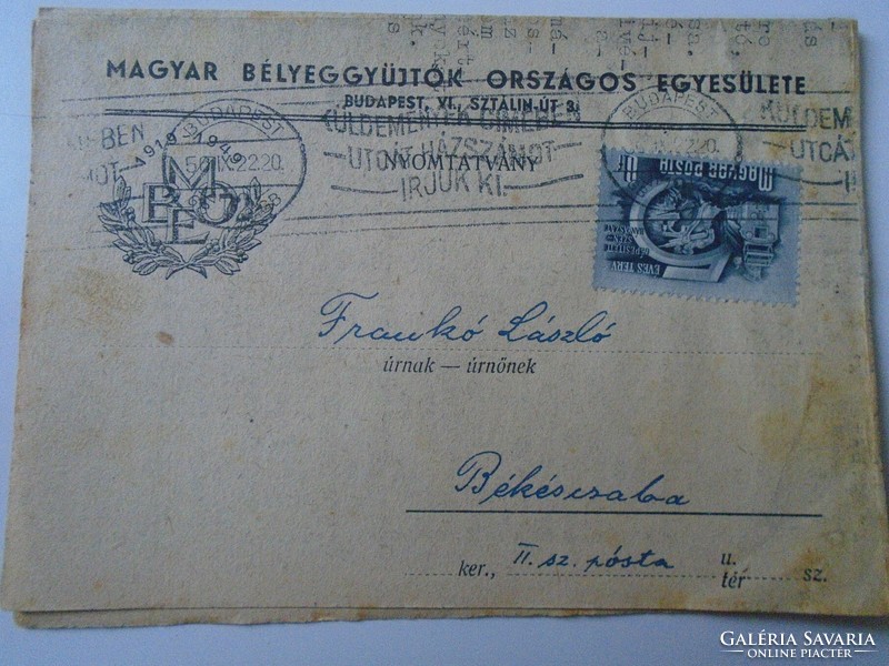 D194137 mailed mboe circular letter-Frankó László postmaster Békéscsaba ...