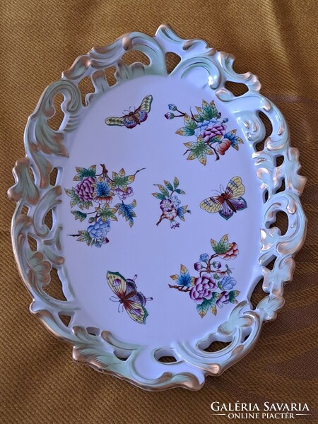 HERENDI, KÍNAI (FODOPS) MINTÁS KÉZZEL FESTETT PORCELÁN KÍNÁLÓ TÁL 19 CM ...